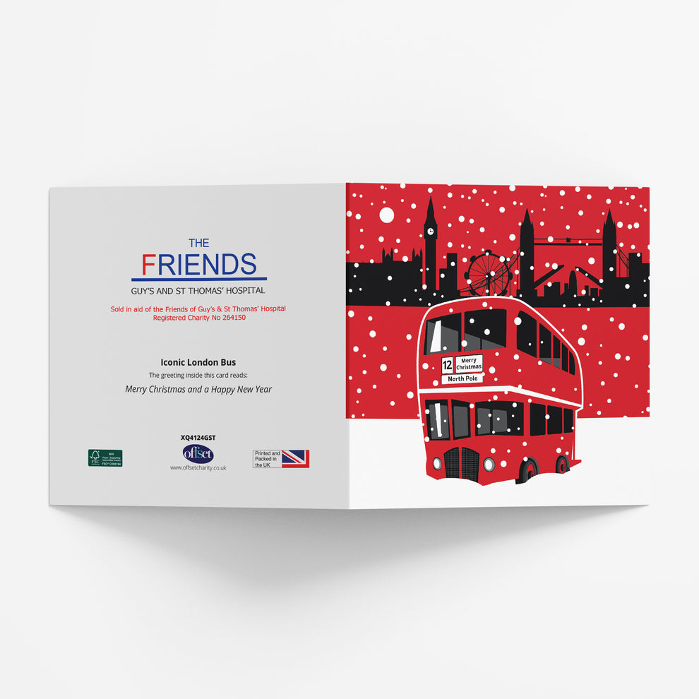2025 Iconic London Bus Christmas Card Ð Pack of 10 Holiday Greeting Cards