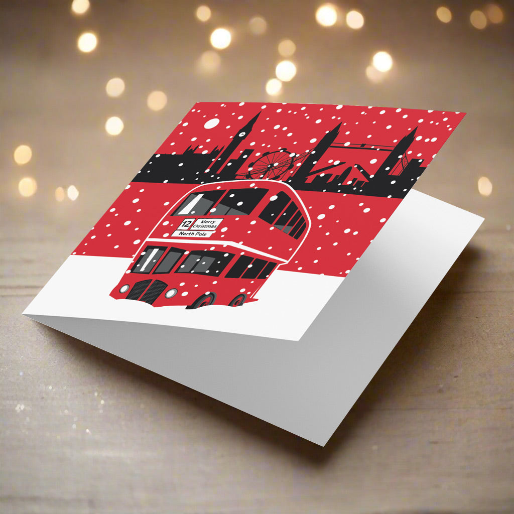 2025 Iconic London Bus Christmas Card Ð Pack of 10 Holiday Greeting Cards